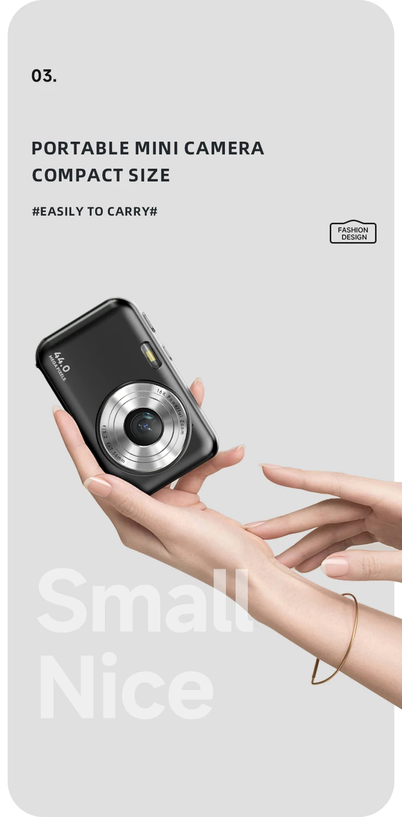 16X Digital Zoom FHD 1080P Portable Mini Digital Camera Compact Point ...