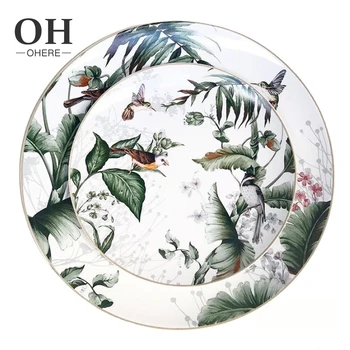 Ohere Latest Customized Green Fine Bone China Dinner Set Wedding Lovely ...