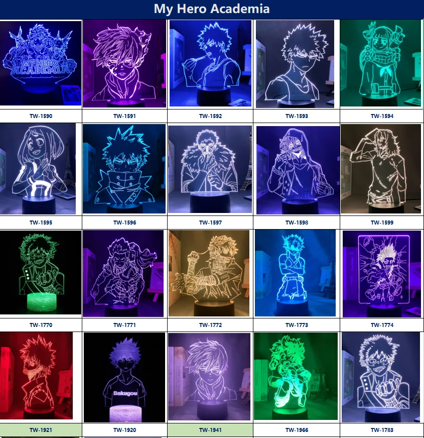 Japanese Anime Figure Katsuki Bakugo 3d Night Lamp My Hero Academia ...