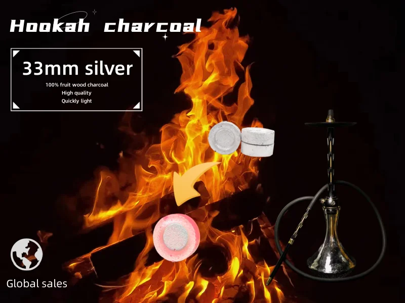 High Quality Round Quick Light Coal Burnable Silver 33mm Hookah Charcoal - Buy Charcoal Hookah ...
