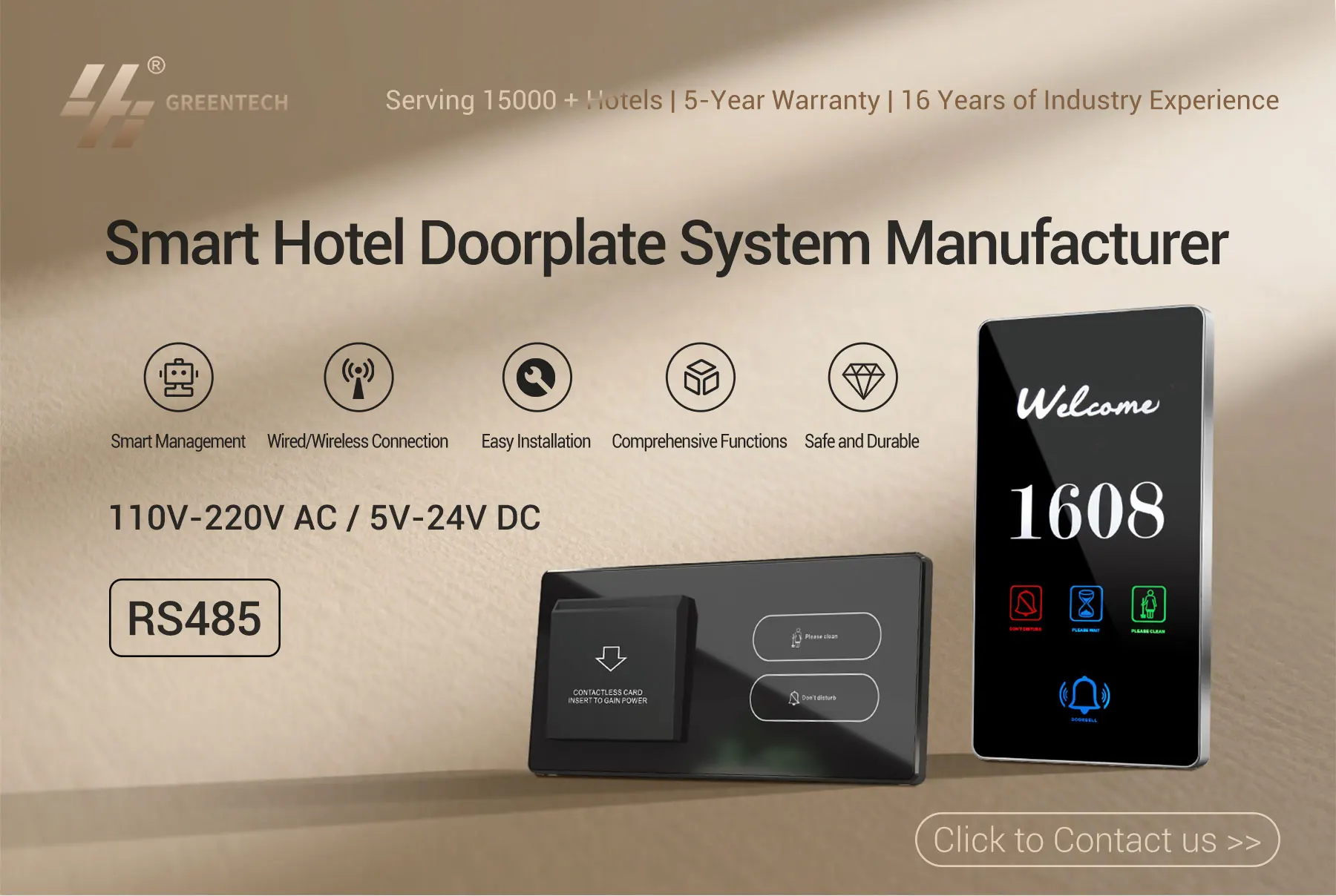 Customized Intelligent Doorbell System DND Label Electronic Hotel ...