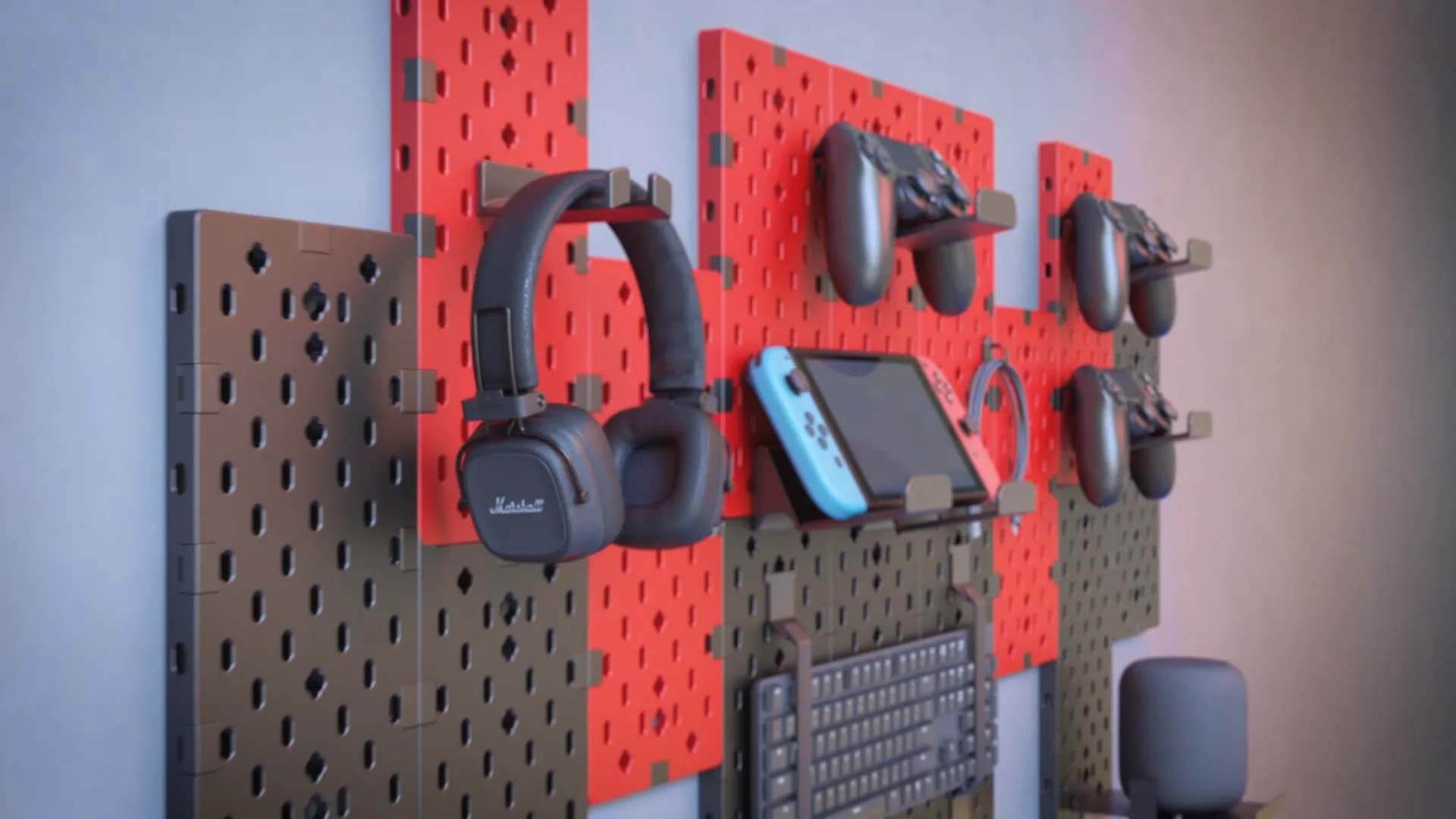 Gpb-01 Steel Metal Peg Board Gaming Organizer Pegboard Shelf With Hooks ...