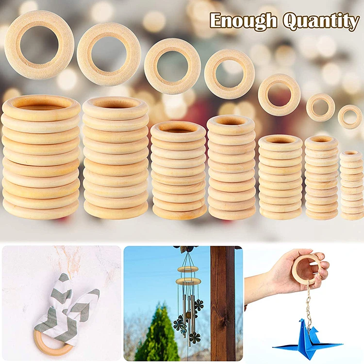 Natural Wooden Rings for Craft DIY - Unpainted Circles