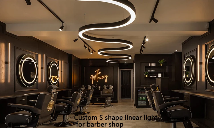 Bespoke Design Curvy Linear LED Hanging Light Connectable Aluminum ...