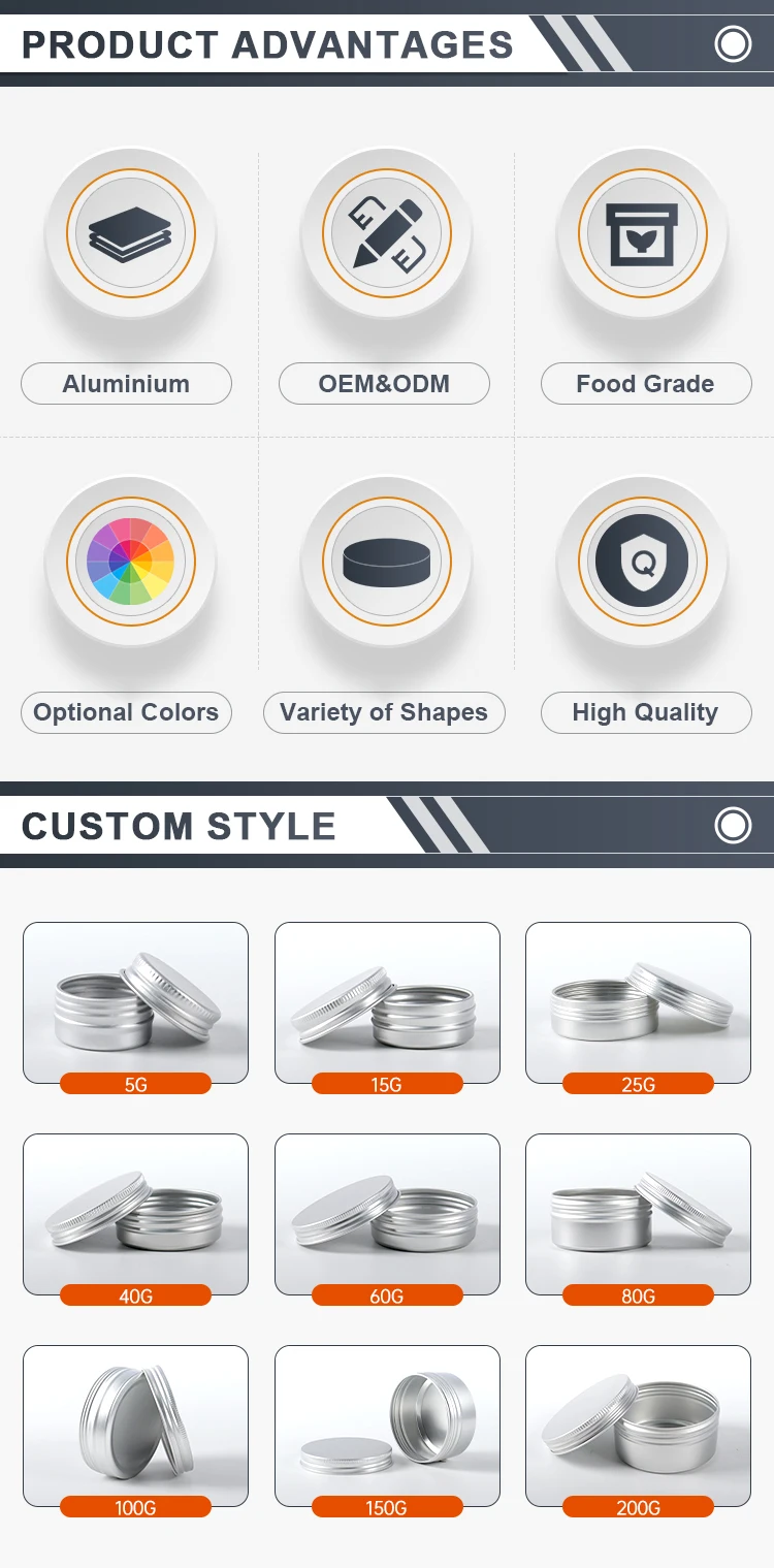 Custom Cream Container And Packaging Blue Round Metal Tin Box Aluminum ...