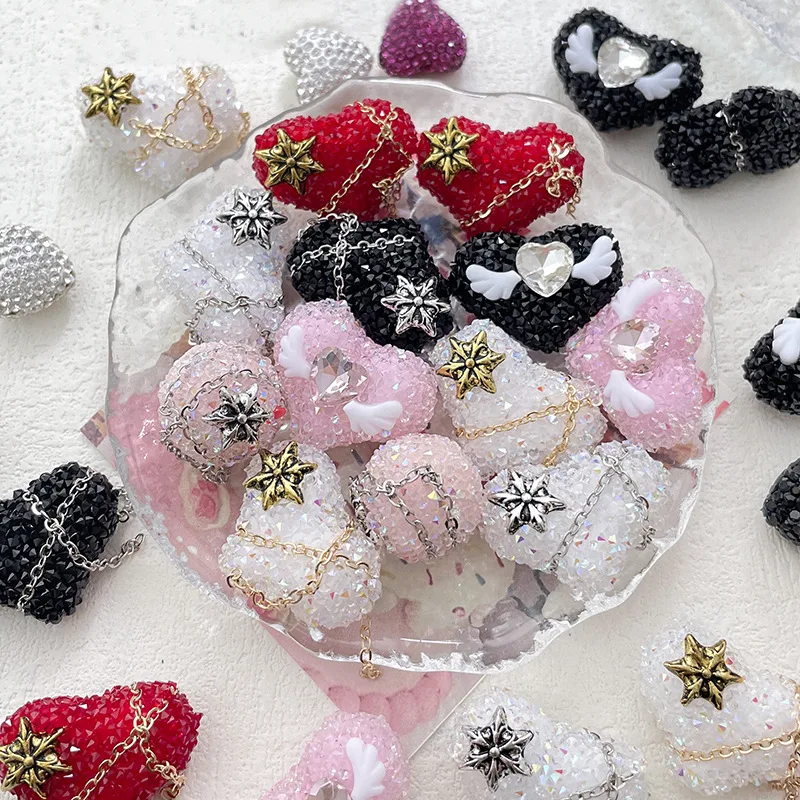 Vintage Devil Cyberpunk Chain Love Bead Diy Jewelry Heart Full Diamond ...