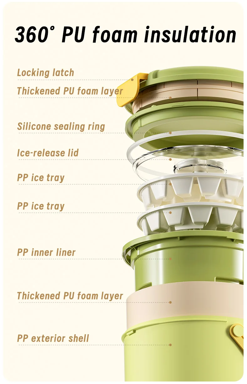 40 Ice Cubes Outdoor Ice Storage Bucket Easy Release Freezer Ice Tray ...
