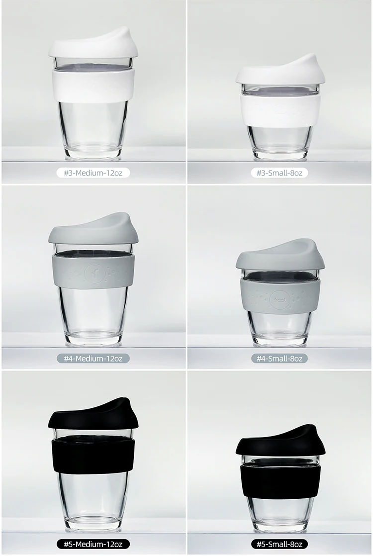 New Creative Custom Logo 8oz 12oz 16oz Eco Silicone Reusable Glass ...
