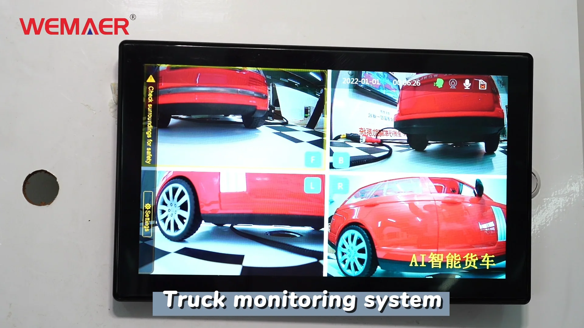 Wemaer Blind Spot Monitoring System 24v 12v Rear View Screen Heavy Duty ...