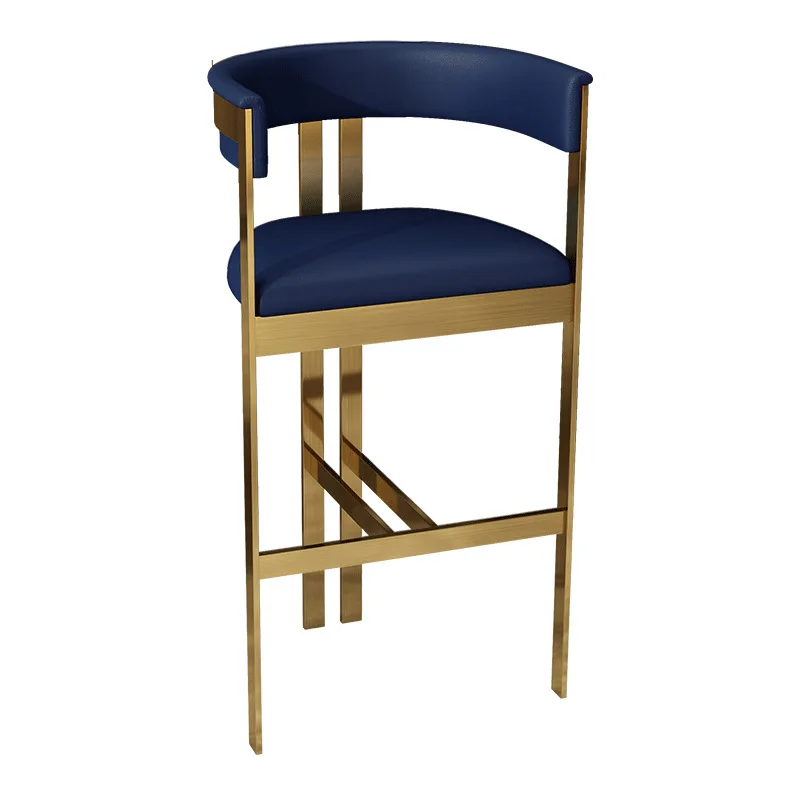 Modern Bar Stool High Chair - Stainless Steel & Leather