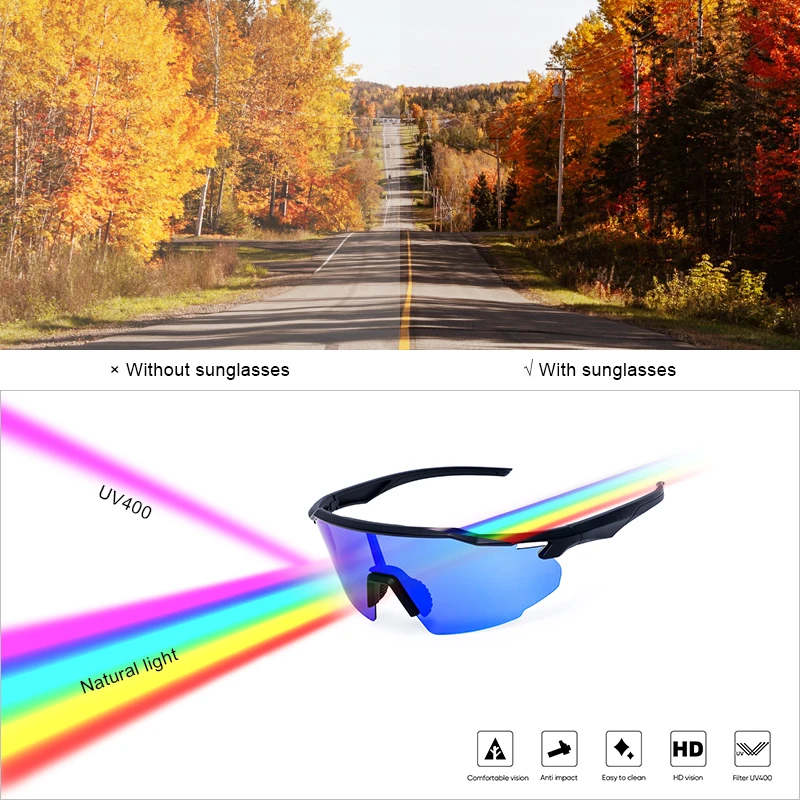 Hubo Sports 521 Polarized Biker Sunglasses - Tr90 Cycling Glasses