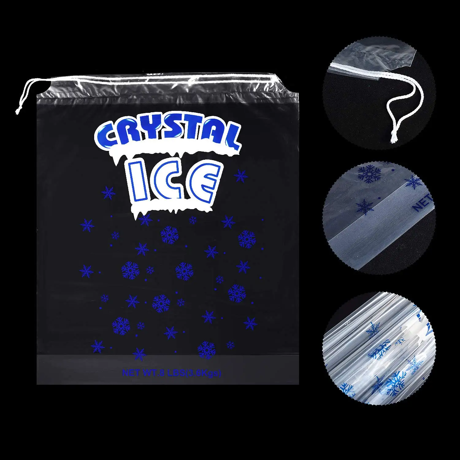 Custom Logo Ldpe Print Plastic Ice Bags 10 Pound Drawstring Closure Storage Durable Ice Bag ...