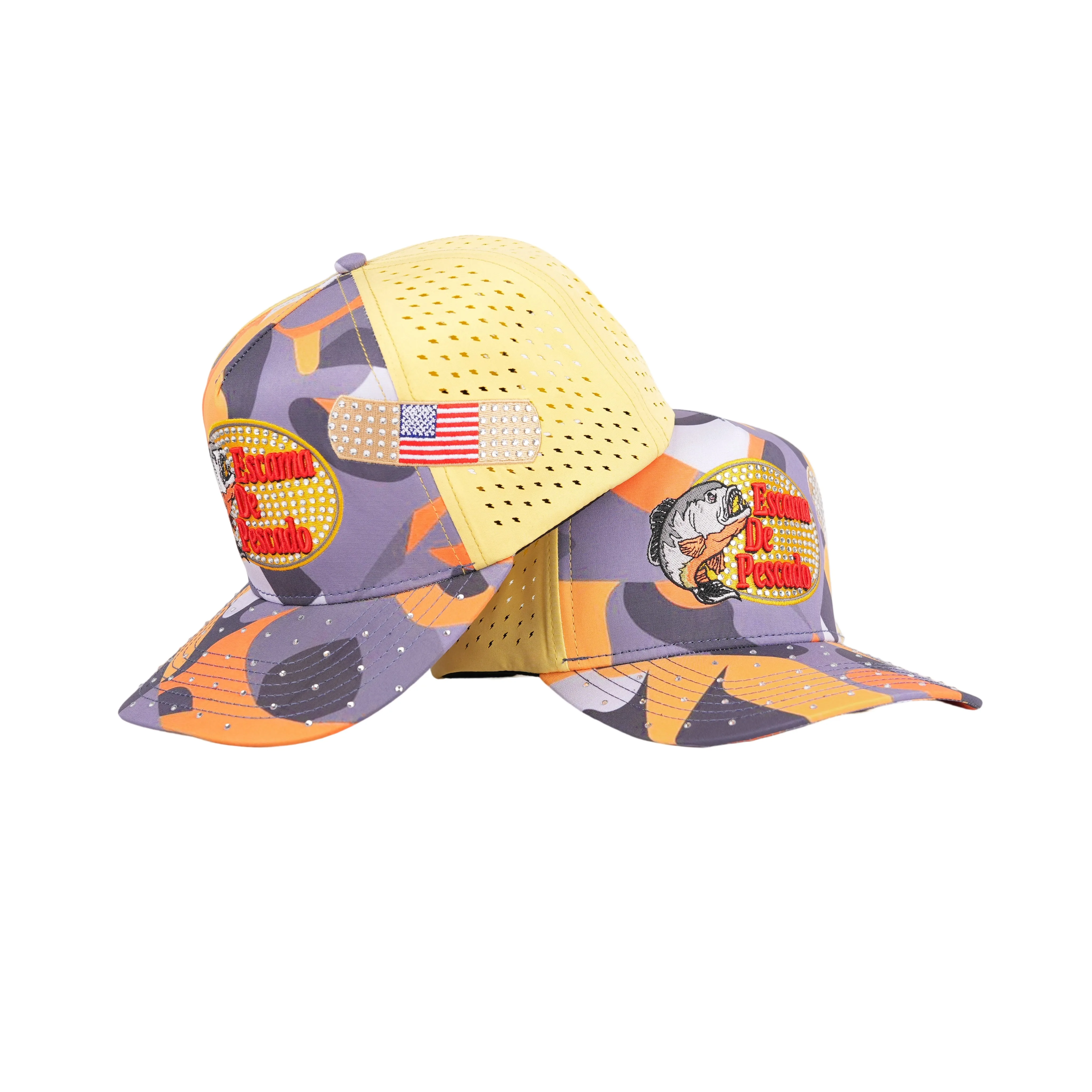 Tcap China 5 Panels Camo Color Fishing Hat With Shiny Rhinestones ...