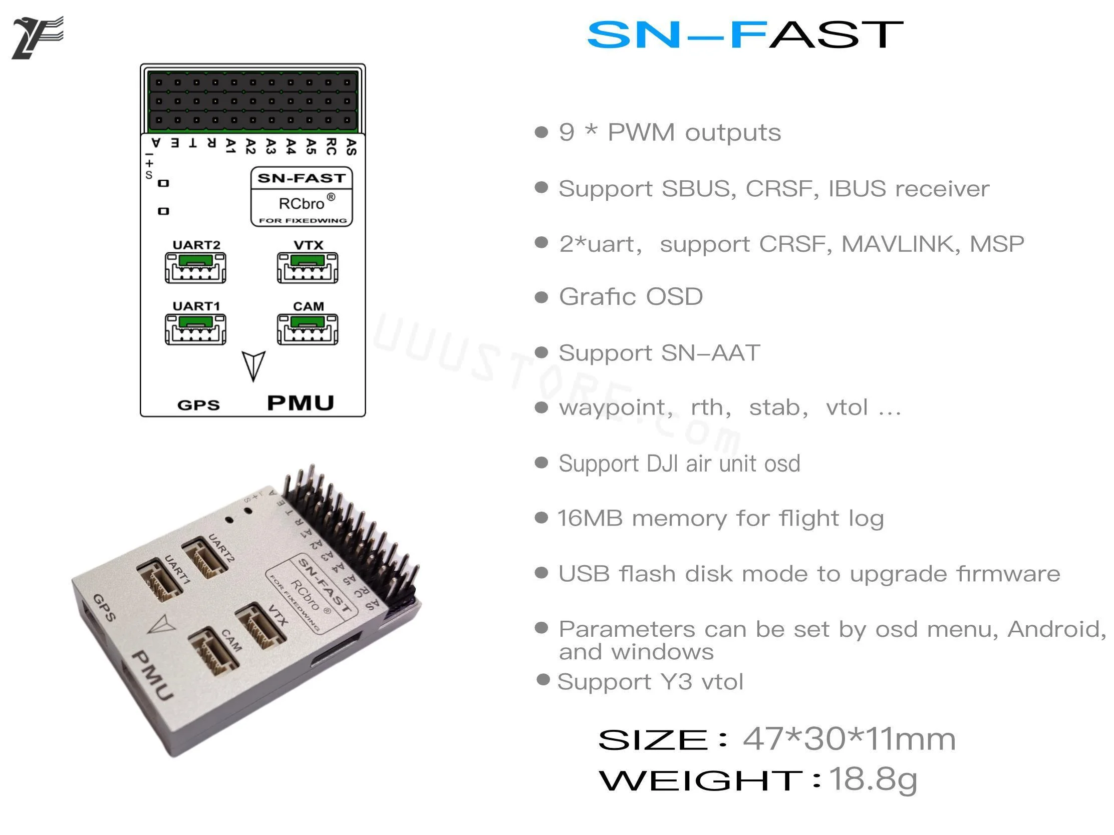 Sn-fast Flight Controller Support Osd Y3 Vtol Vertical Take-off Landing ...