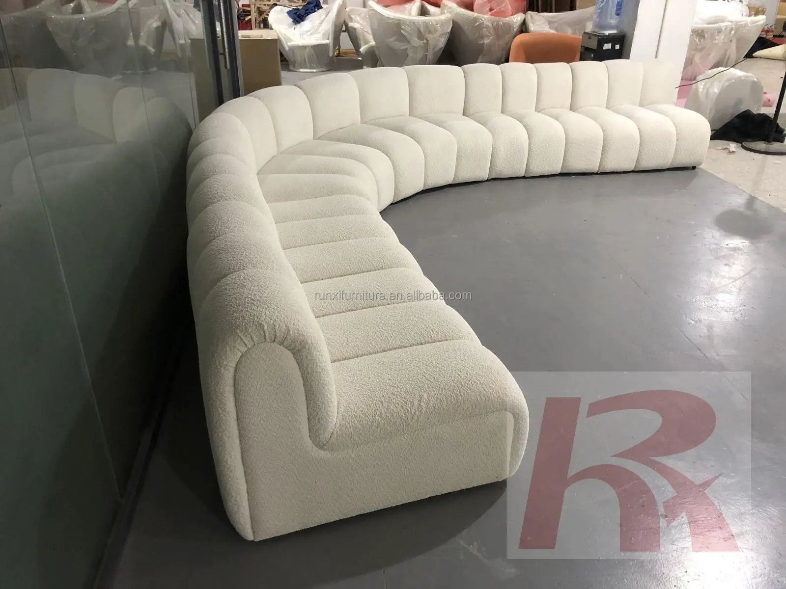 Italian Design Channel Tufted Modular Curved Sofa Set