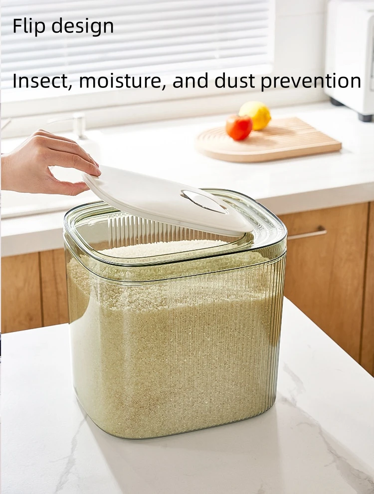 Rice Bucket Household Sealed Transparent Plastic Storage Box With Lid ...