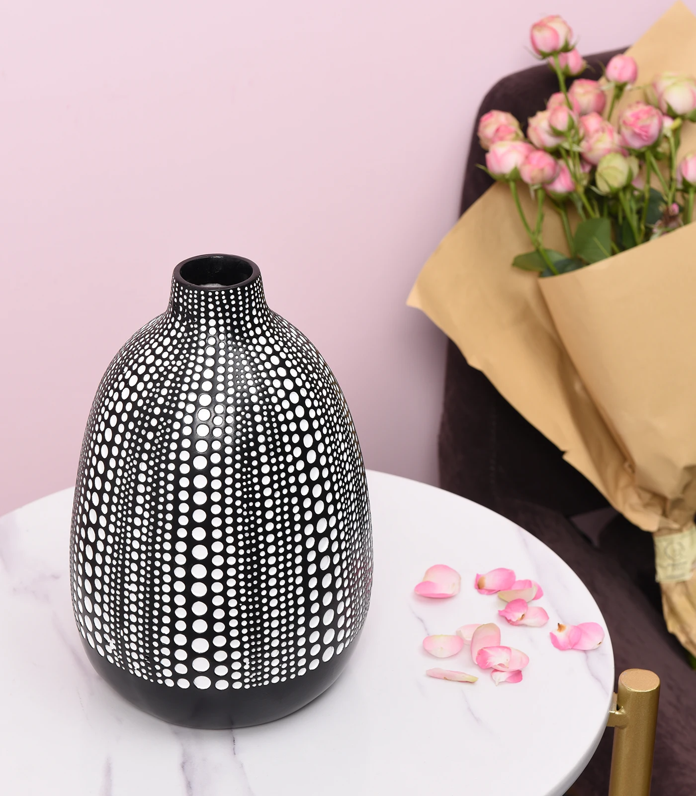 Quoowiit Resin Flower Vase - Dotted American Vase for Dried Flowers