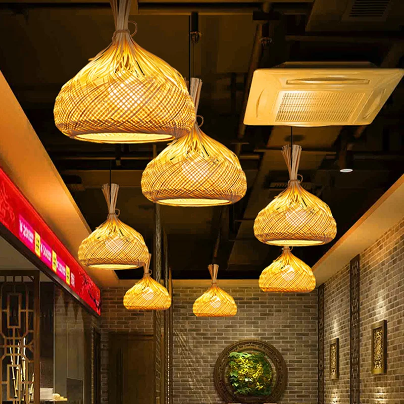New Handmade Natural Weaving Light Restaurant Lantern Pendant Ceiling ...