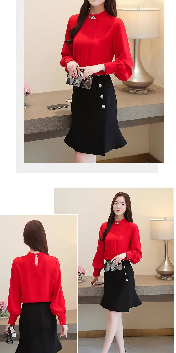 Hotsale Fashion Summer Chiffon Blouse Shirt Offical Long Sleeve Elegant ...