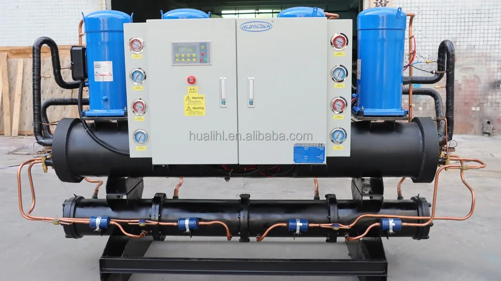 50 Hp Screw Water-cooled Condensing Unit / Industrial Chiller Water ...