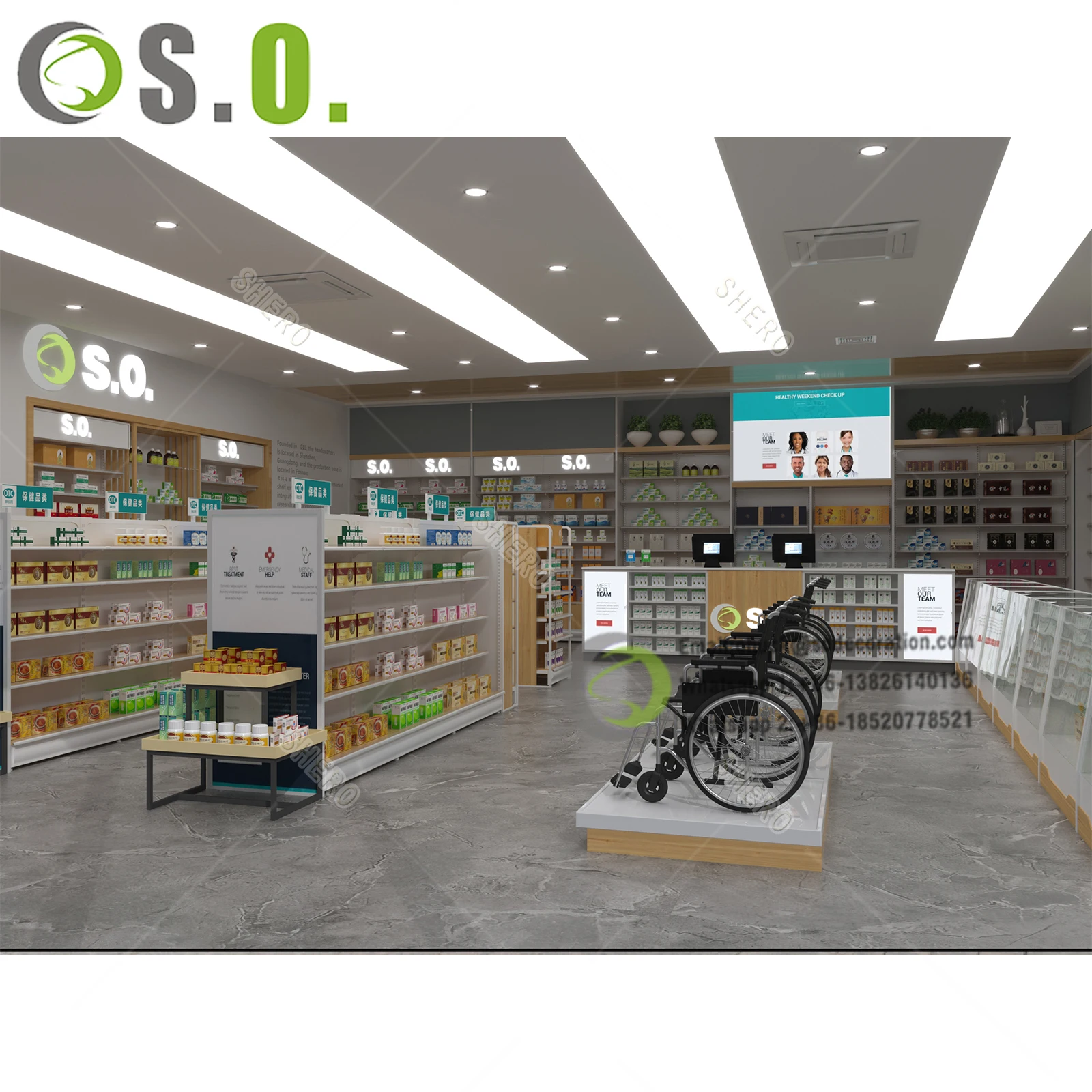 Pharmacy Display Counter Showcase Design Pharmacy Interior Decoration ...
