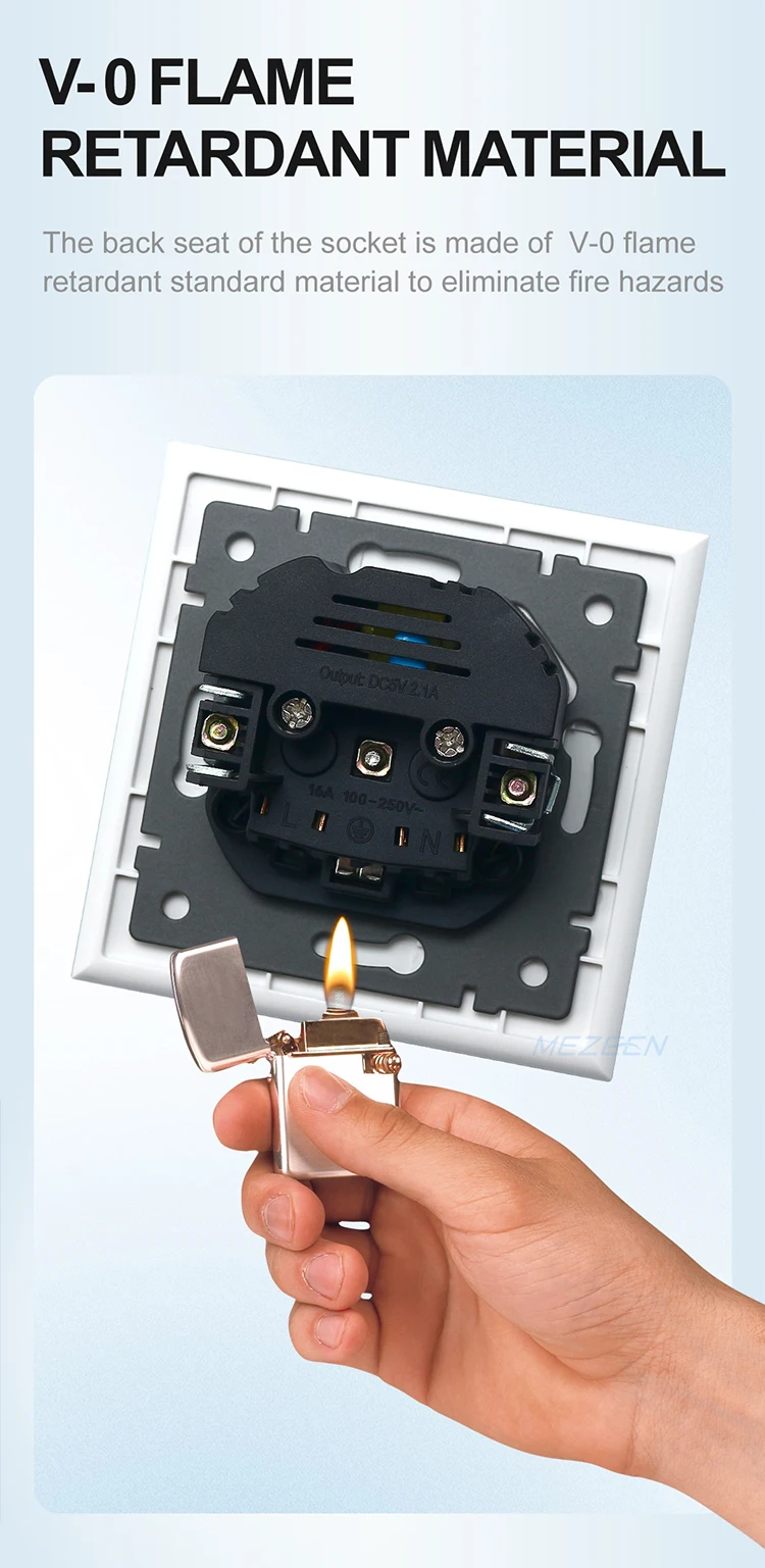 220 Volt Schuko 2P+E Socket with USB Type A & C Outlets