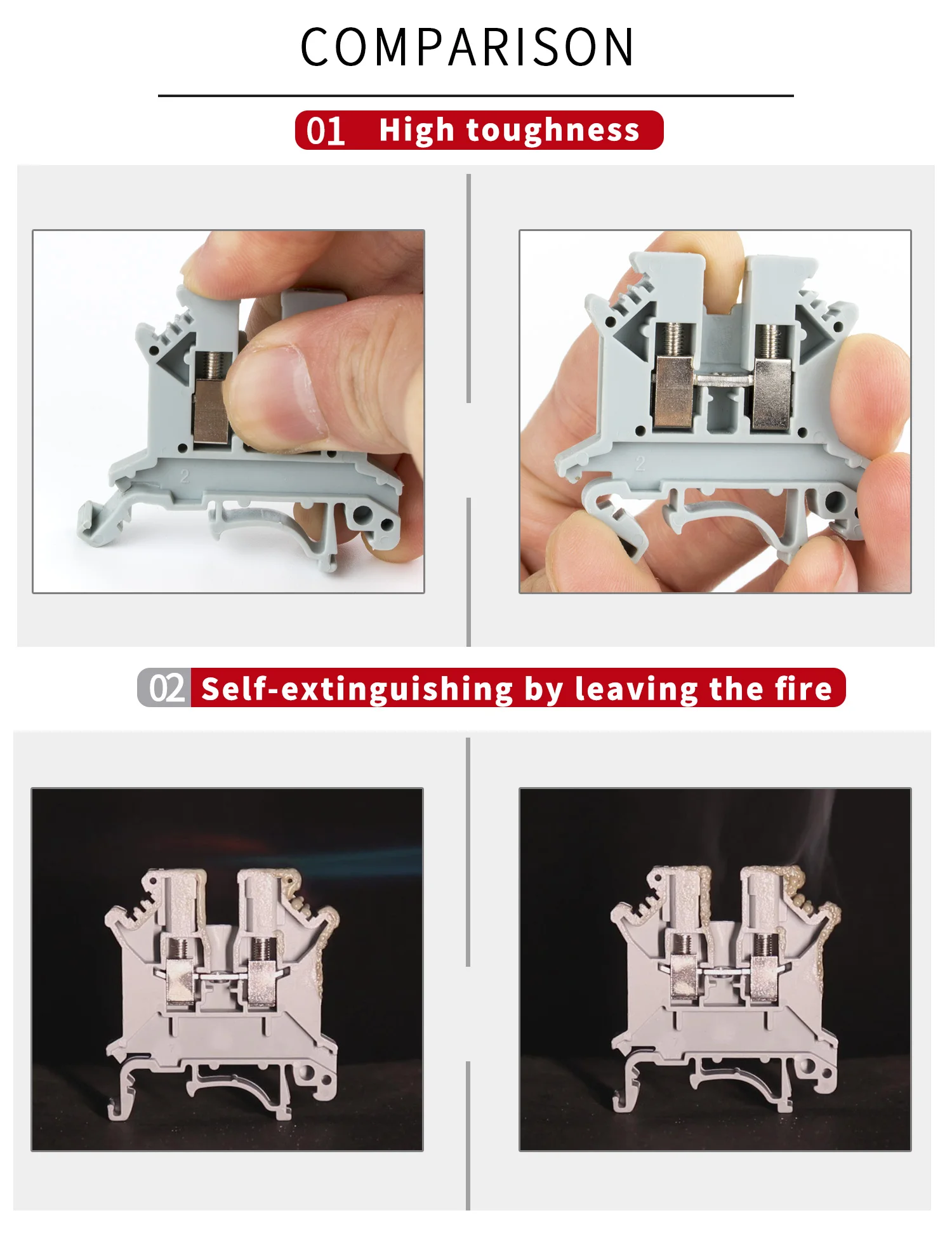 2.5mm through DIN Rail Screw Plastic Brass Terminal UK3N