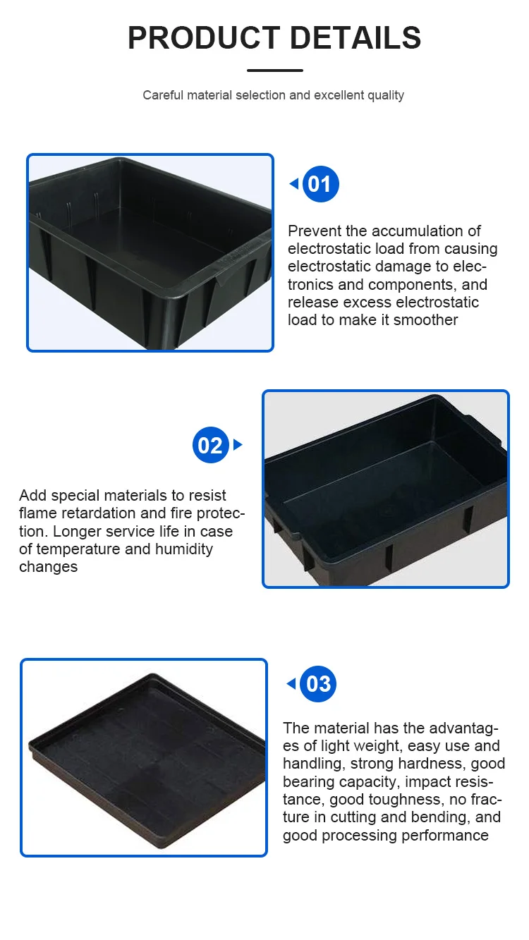 Stackable Conductive PCB ESD Tray - Anti-Static Plastic