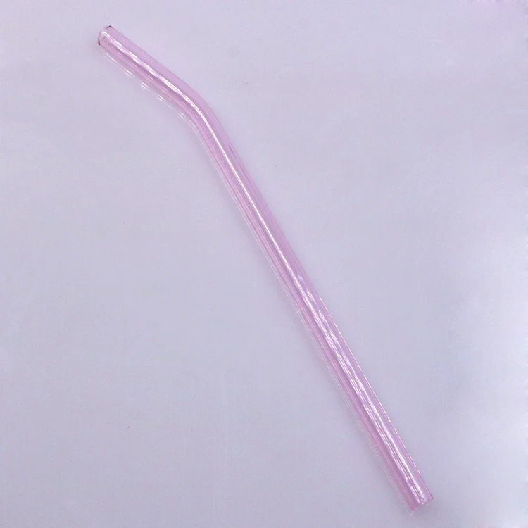 Eco Friendly Reusable Borosilicate Bent Curved Pink Glass Straw - Buy ...