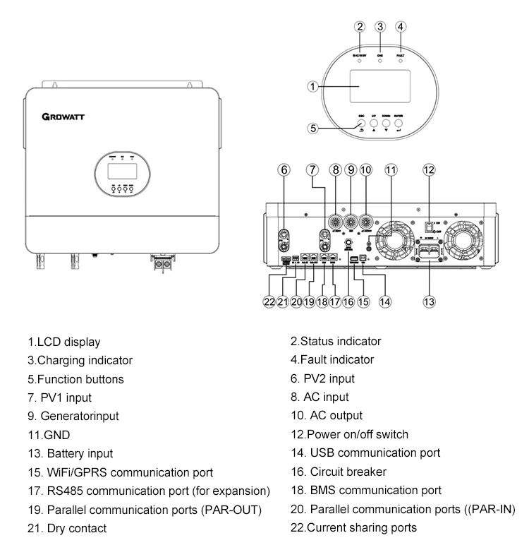 Growatt 6000w off Grid Inverter 48v - Efficient Solar Power