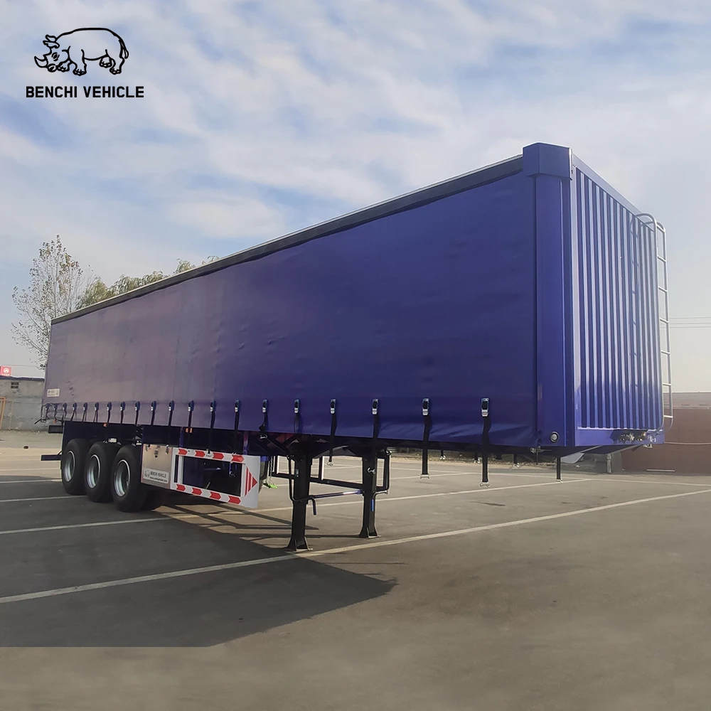 3 Axle Four Side Open Side Curtain Semi Trailer - Buy Side Curtain ...