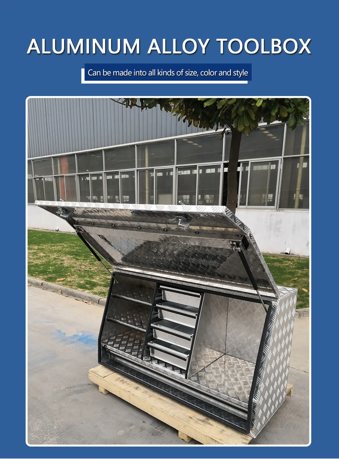 Custom Large Aluminum Truck Tool Box with OEM Support