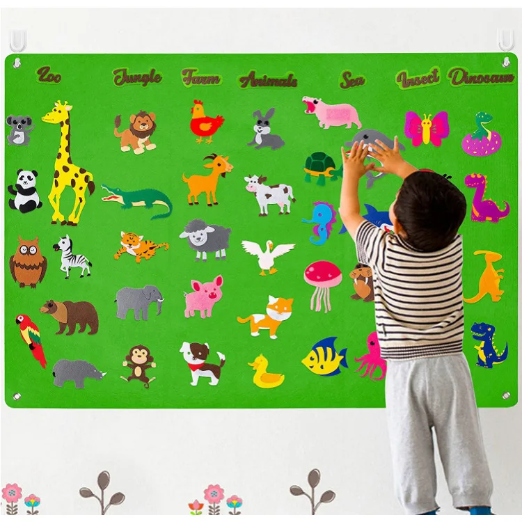 Zoo Animals Felt Board Story Set For Toddlers Wall Flannel Board For ...