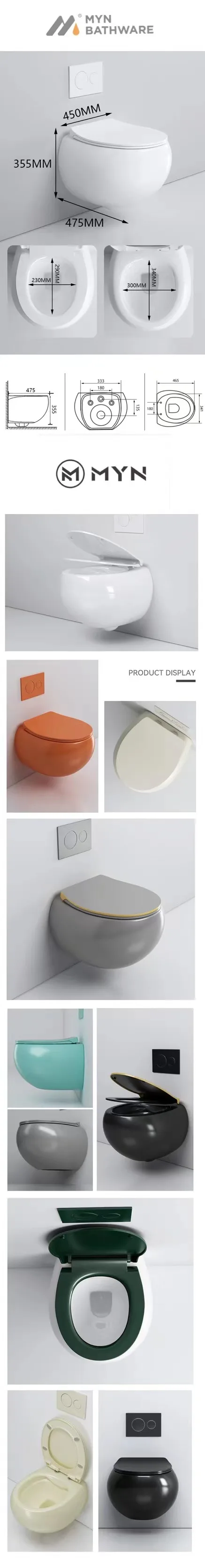 Egg-shaped Closestool Frameless Wall-mounted Closestool Circular Design ...