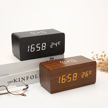 Multifunction Led Clocks Universal Bamboo Led Table Clock Cell Phone ...