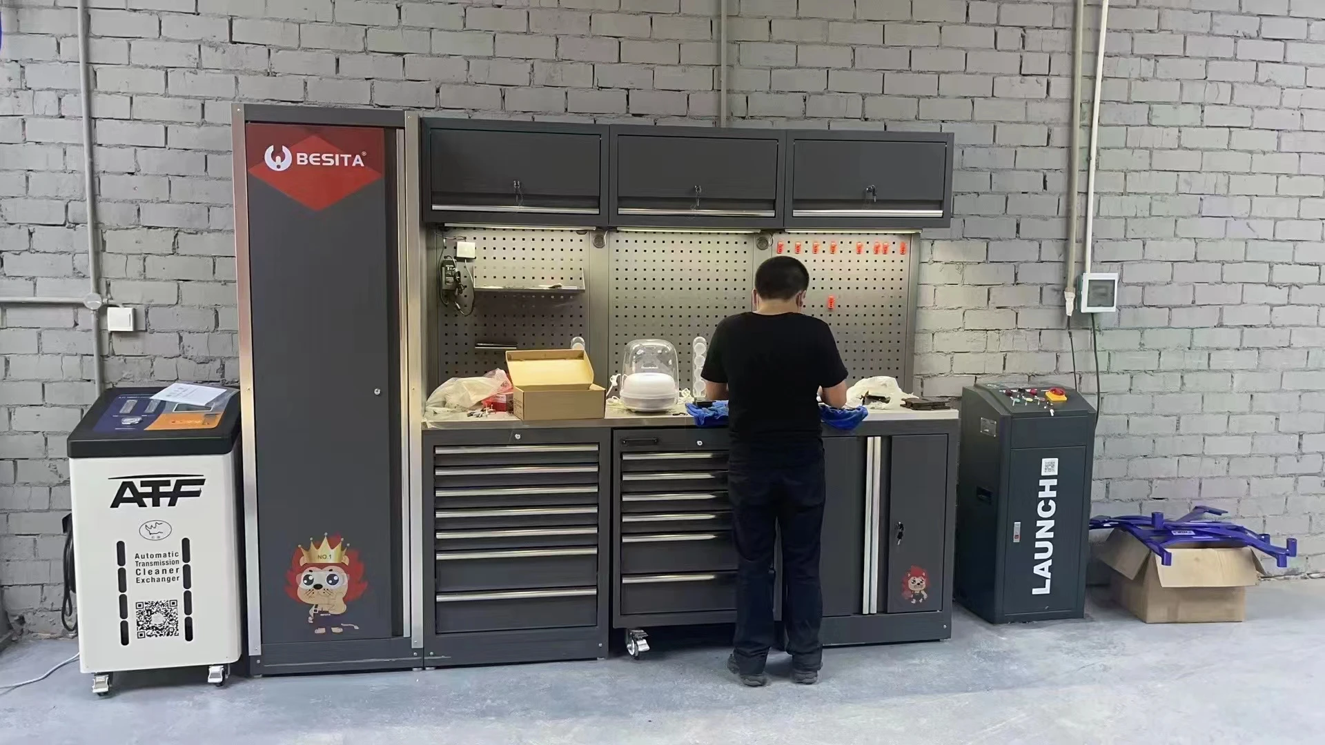 Garage Workstation Modular Tool Box Workbench Workshop Metal Garage ...