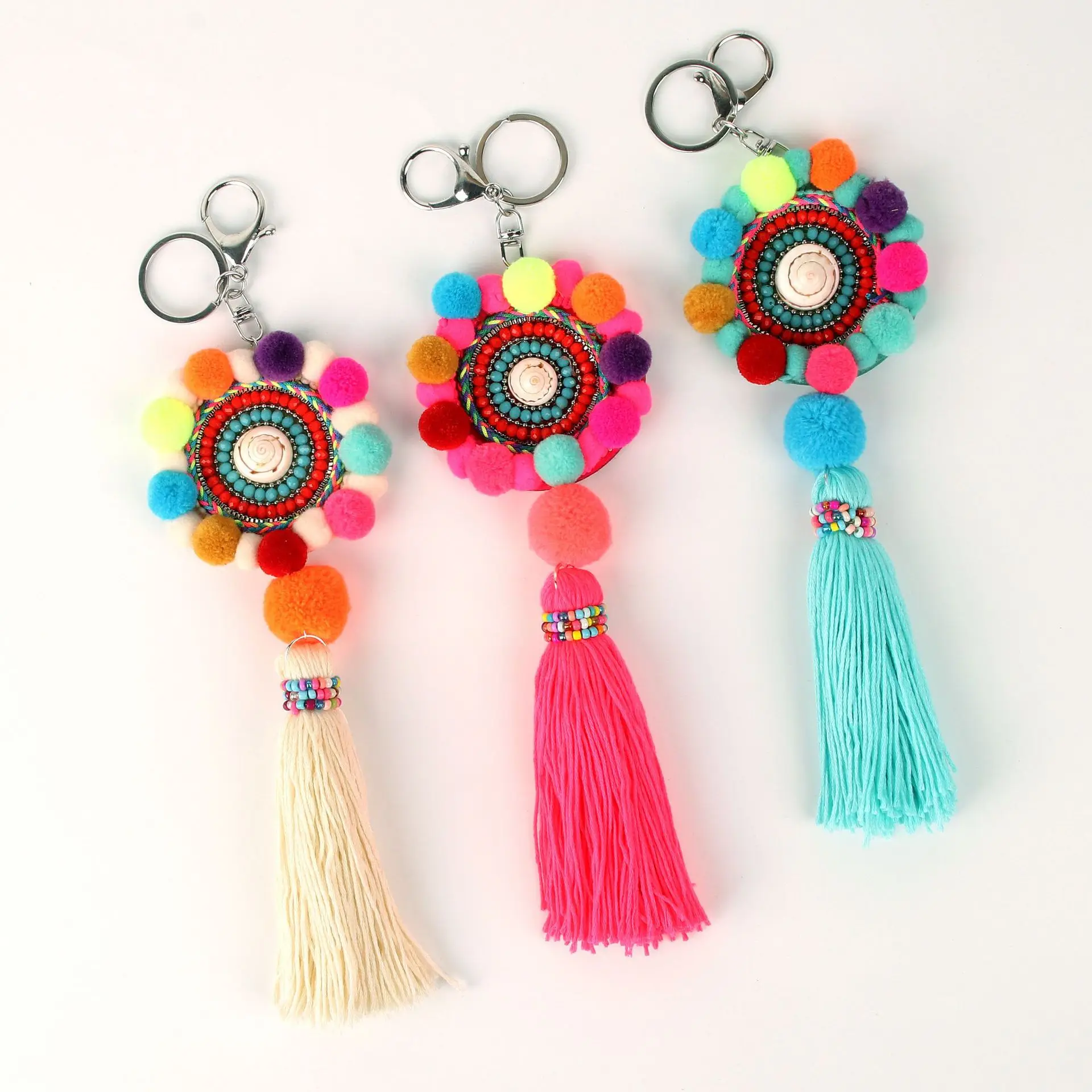 Wholesale Key Ring Muti-colors Large Cotton Flower Tassels Clothing ...