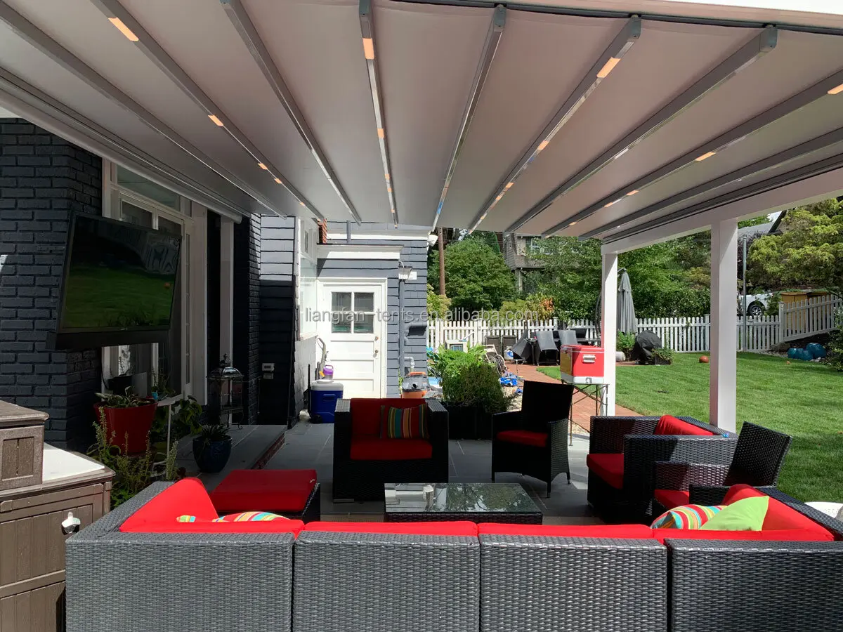 Motorized Pvc Foldable Roof High Wind Resistance Garden Furniture ...