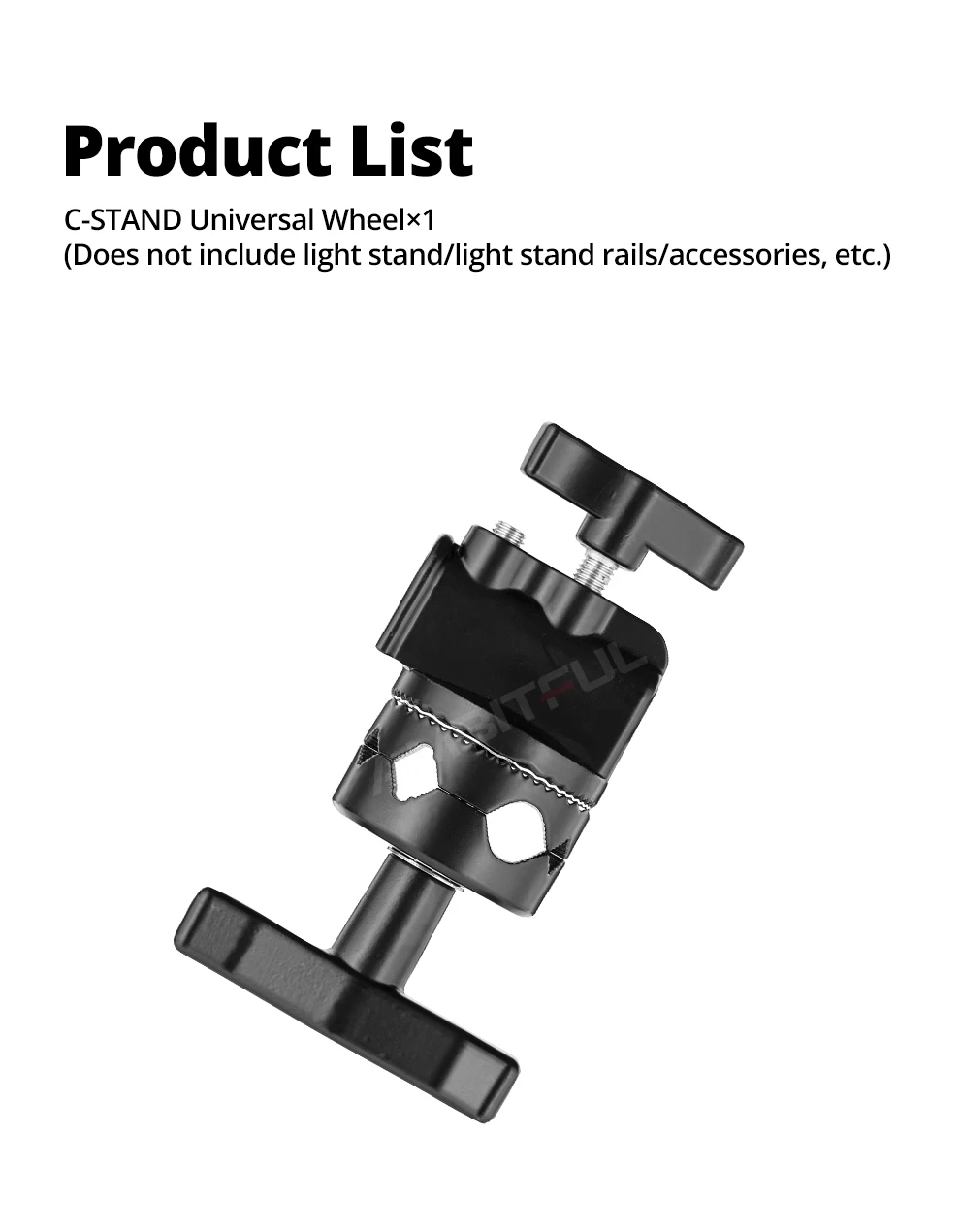 Black Heavy Duty Grip Head 1.5cm C Stand Adapter for Photography