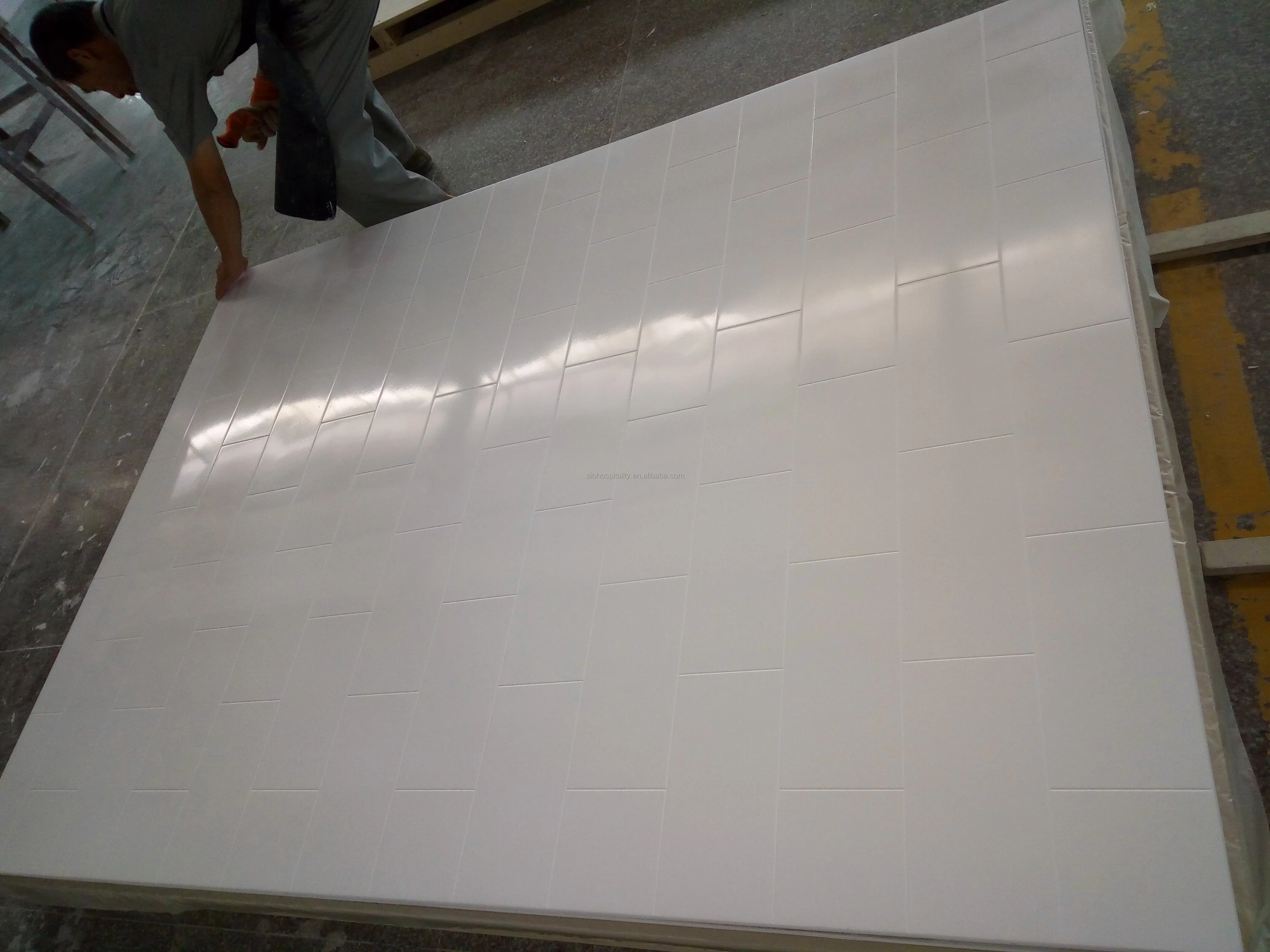 6''x12'' Tile Pattern Cultured Marble Tub Surround Shower Surround ...