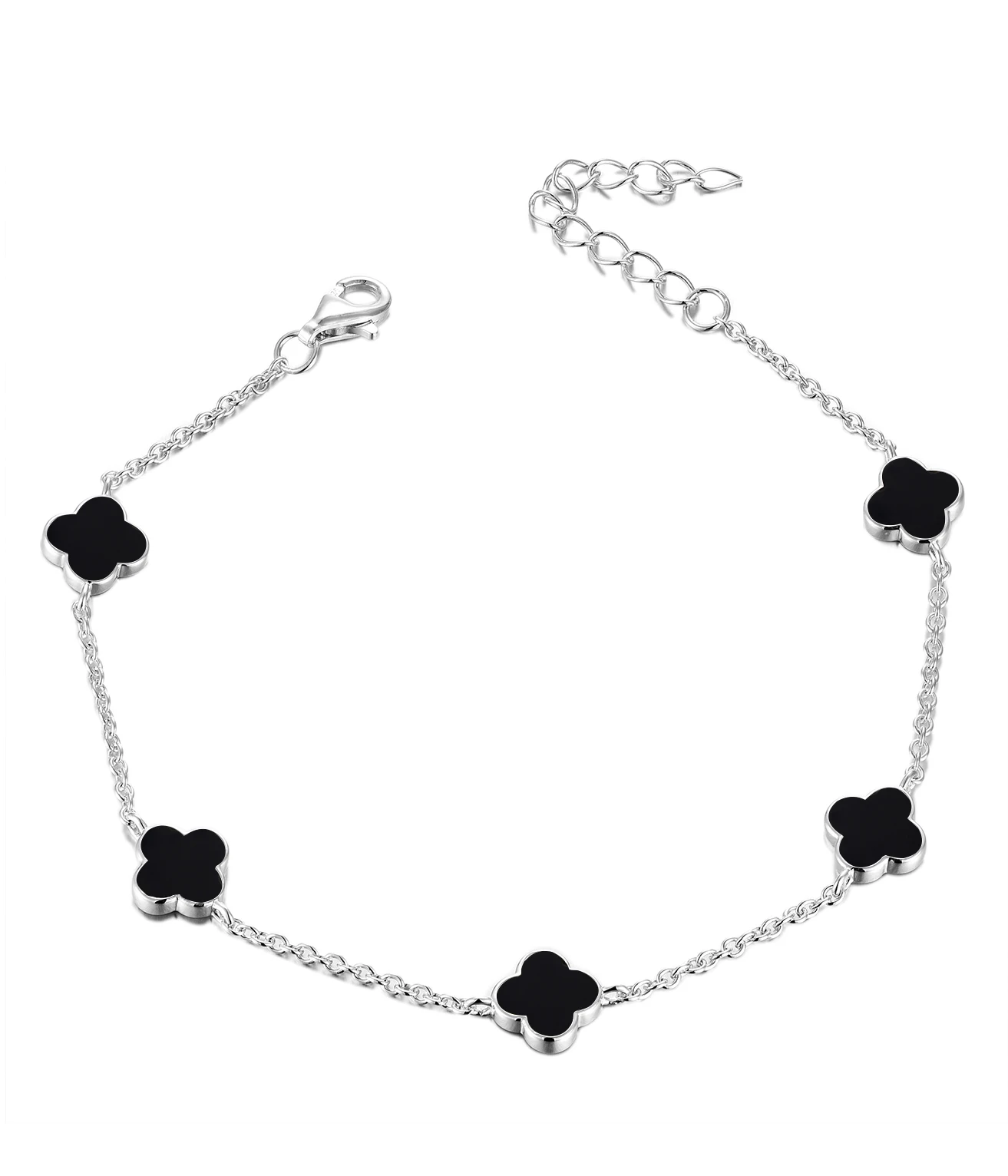 2023 Trendy 925 Sterling Silver Bracelets Jewelry Black Agate White