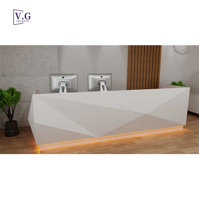 custom made reception counters design for salon white solid surface ...