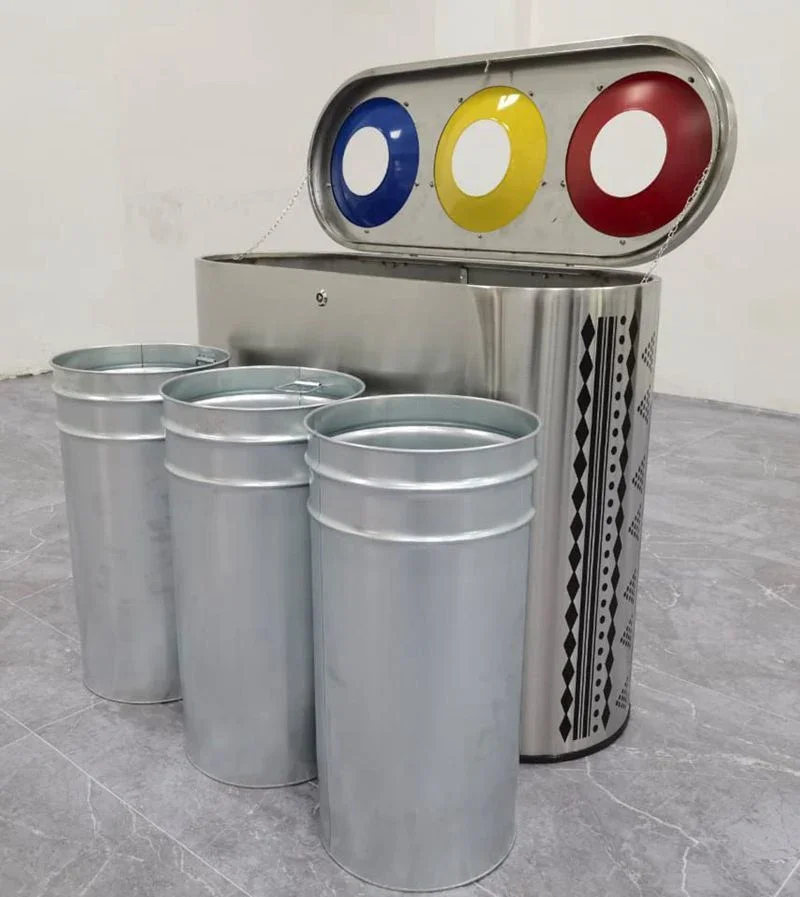 Arabic Style Indoor Stainless Steel Recycle Bin with 3 Compartments ...