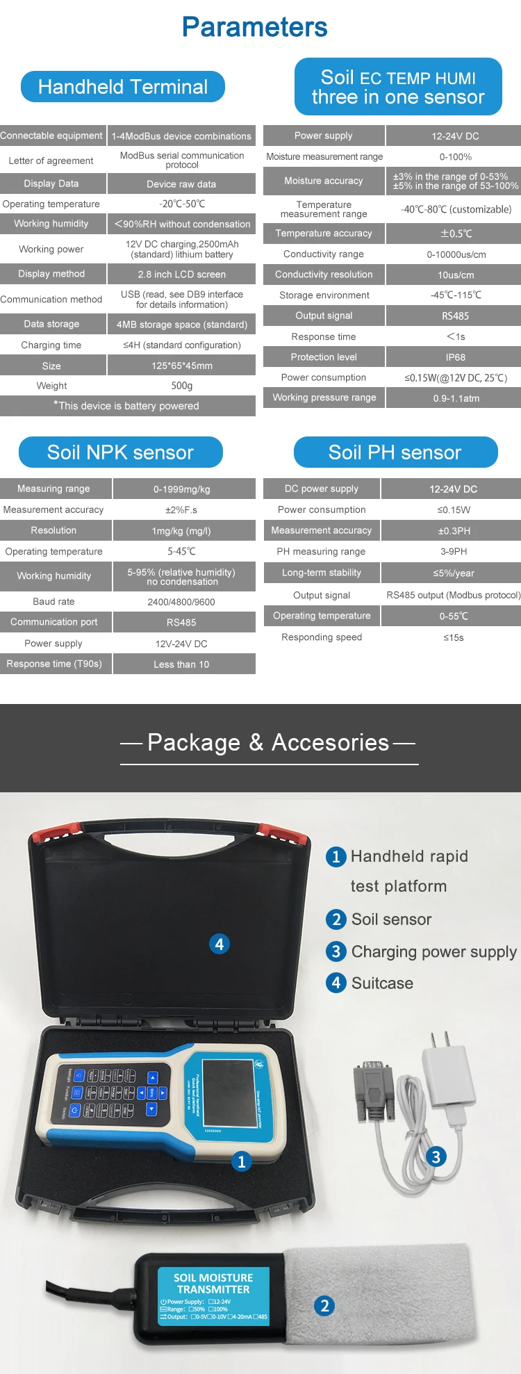 Hedao JXBS-3001-SCY-PT Handheld Soil Analyzer - NPK Tester