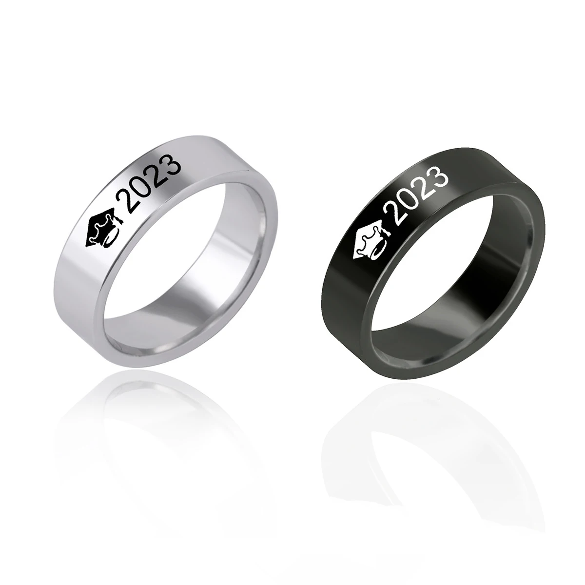 Bachelor Cap Rings 2024 Graduation Ring Jewelry Silver Black Stainless ...