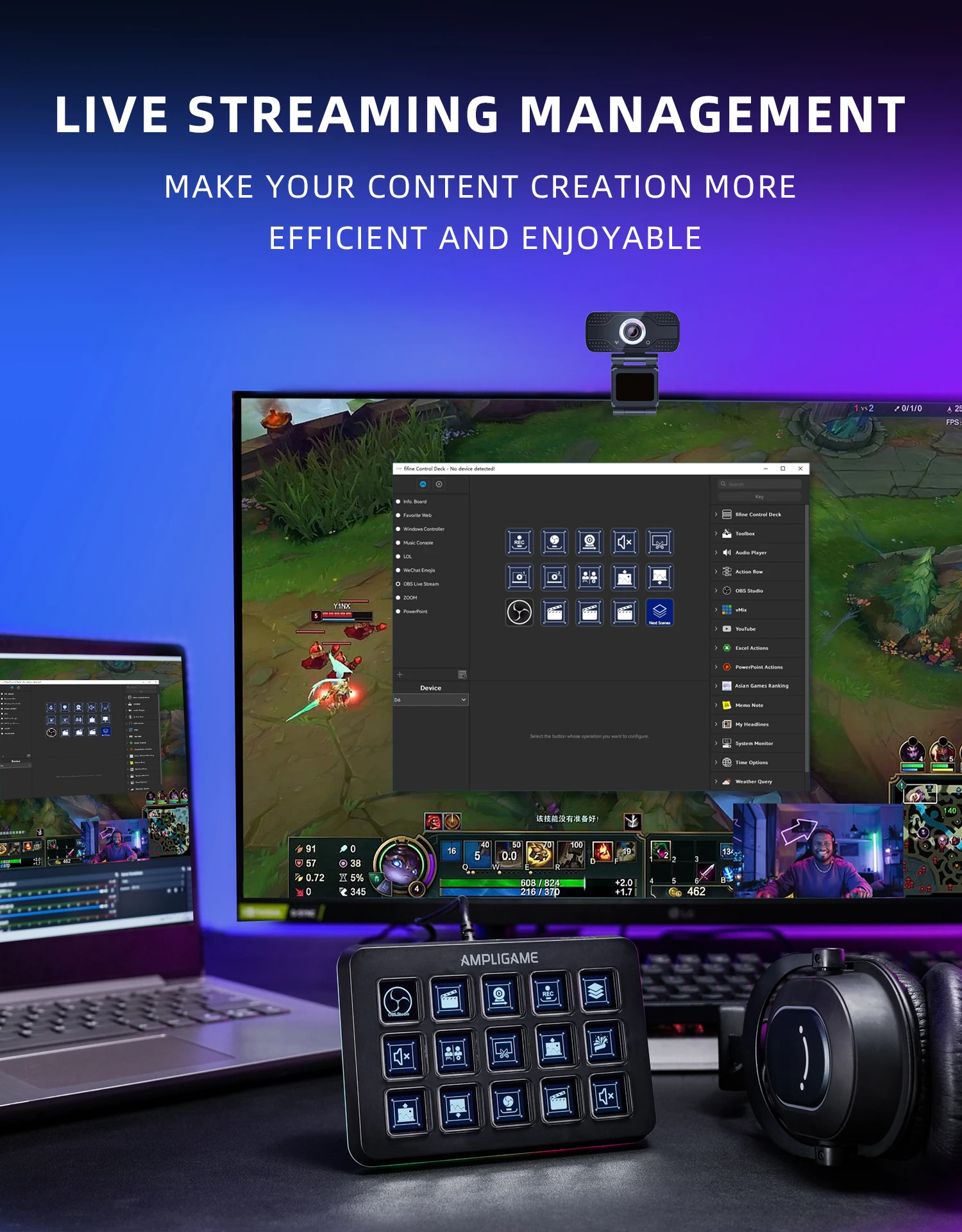 Fifine Ampligame D6 - Customizable LCD Keys Stream Controller