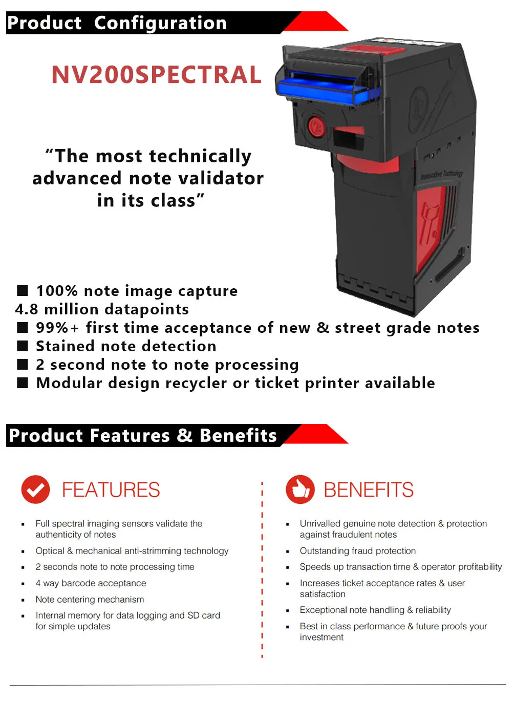 ITL NV200spectral Bill Dispenser Bill Acceptor Payment Kiosk Validator ...