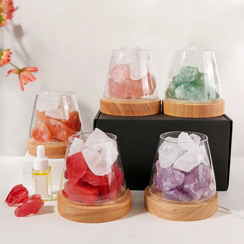 Luxury Gift Crystal Salt Lamp Aromatherapy Home Decorative Clear Glass ...