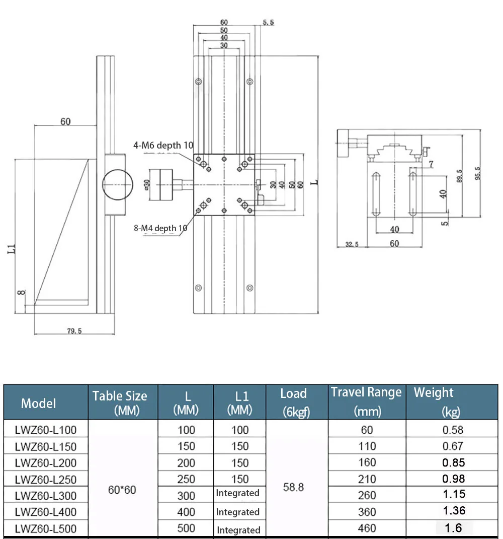 Lwz60-l300 Z Axis Linear Manual Dovetail Stage Micrometer Movement ...
