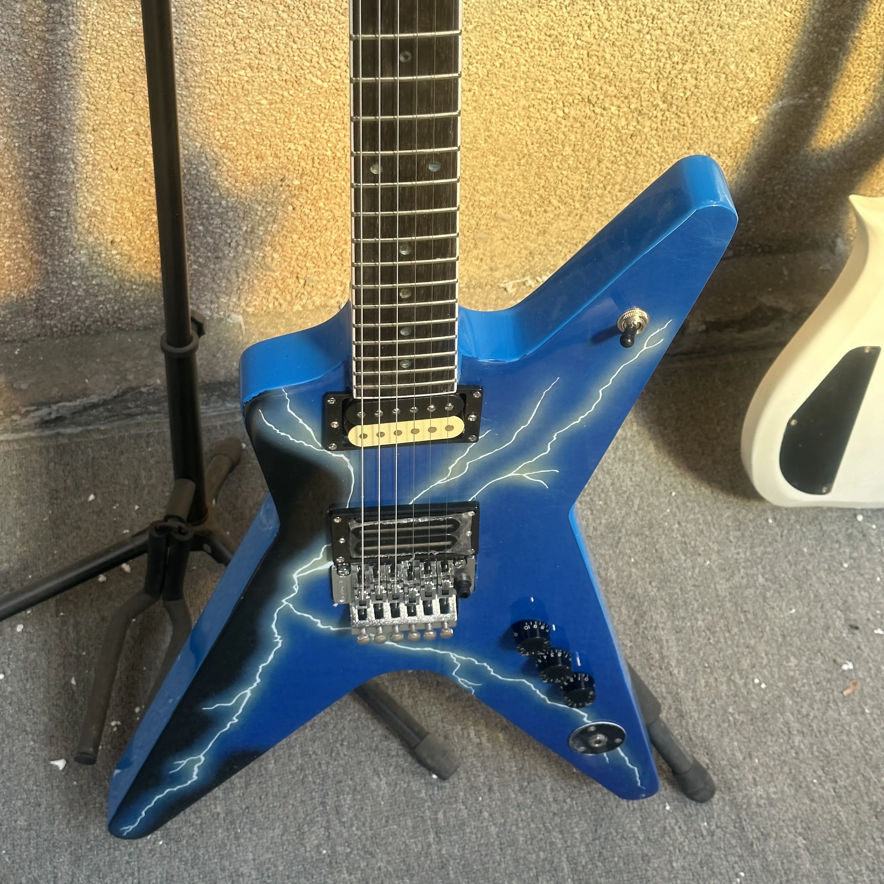 Blue Dimebag Style Headstock Dean Electric Guitar Lighting Body Chrome ...